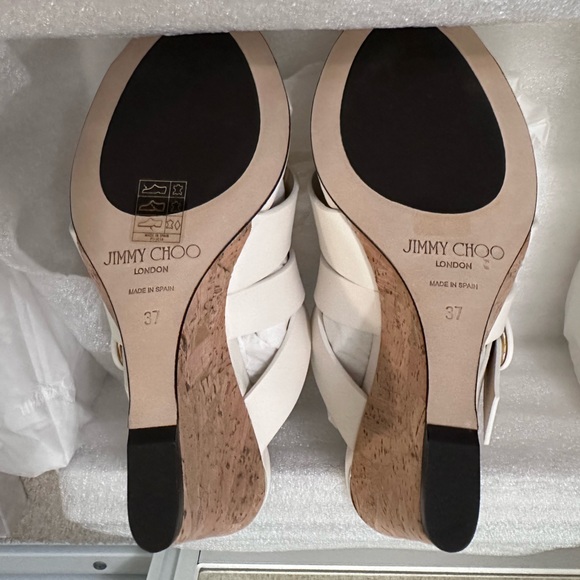 Jimmy Choo | Shoes | Jimmy Choo Brand New Delila White Wedge Sandals ...